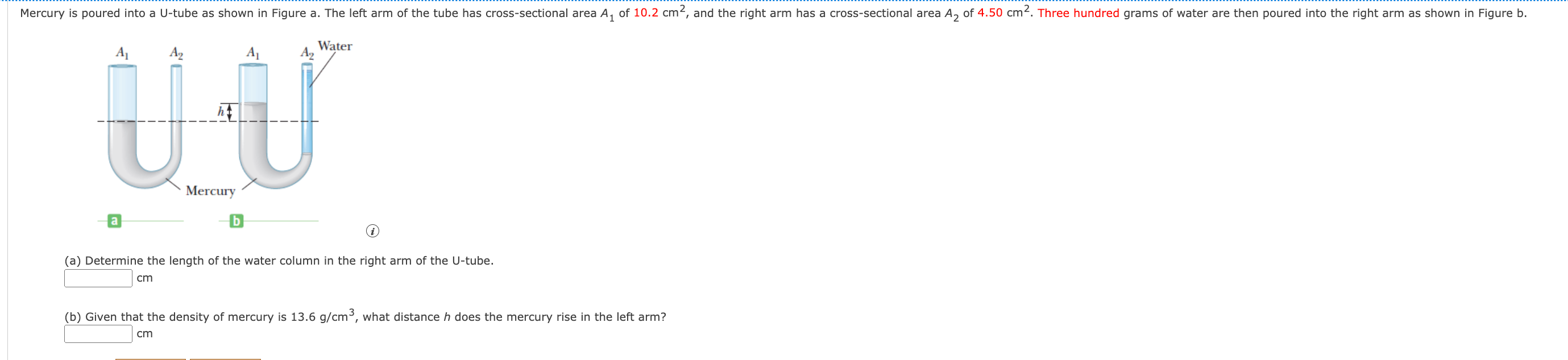 Solved (a) Determine the length of the water column in the | Chegg.com