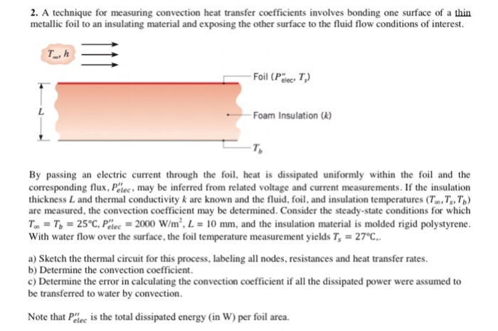 Solved 2 A Technique For Measuring Convection Heat Transfer