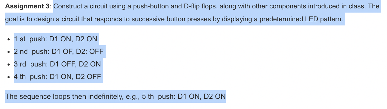 Solved Assignment 3: Construct a circuit using a push-button | Chegg.com