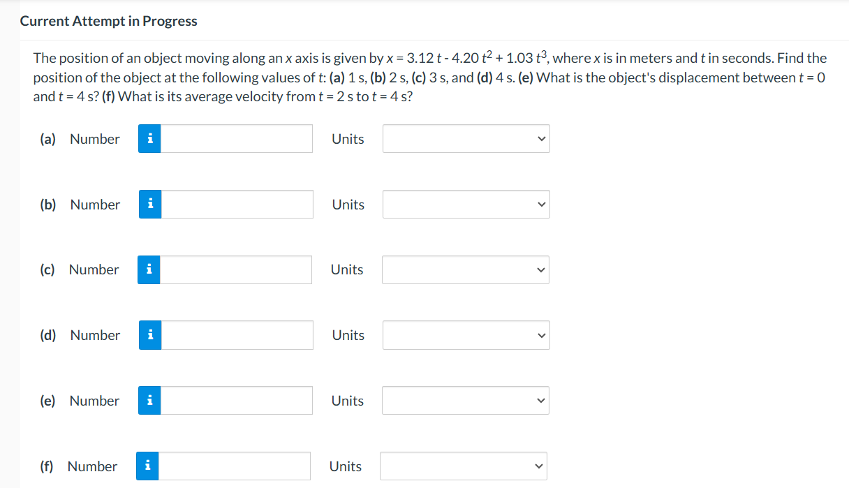 Solved Current Attempt in ﻿ProgressThe position of an | Chegg.com