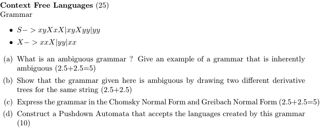 Solved Context Free Languages (25) Grammar (a) What is an | Chegg.com