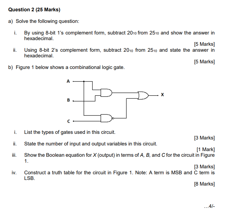 Solved Question 2 (25 Marks) a) Solve the following | Chegg.com