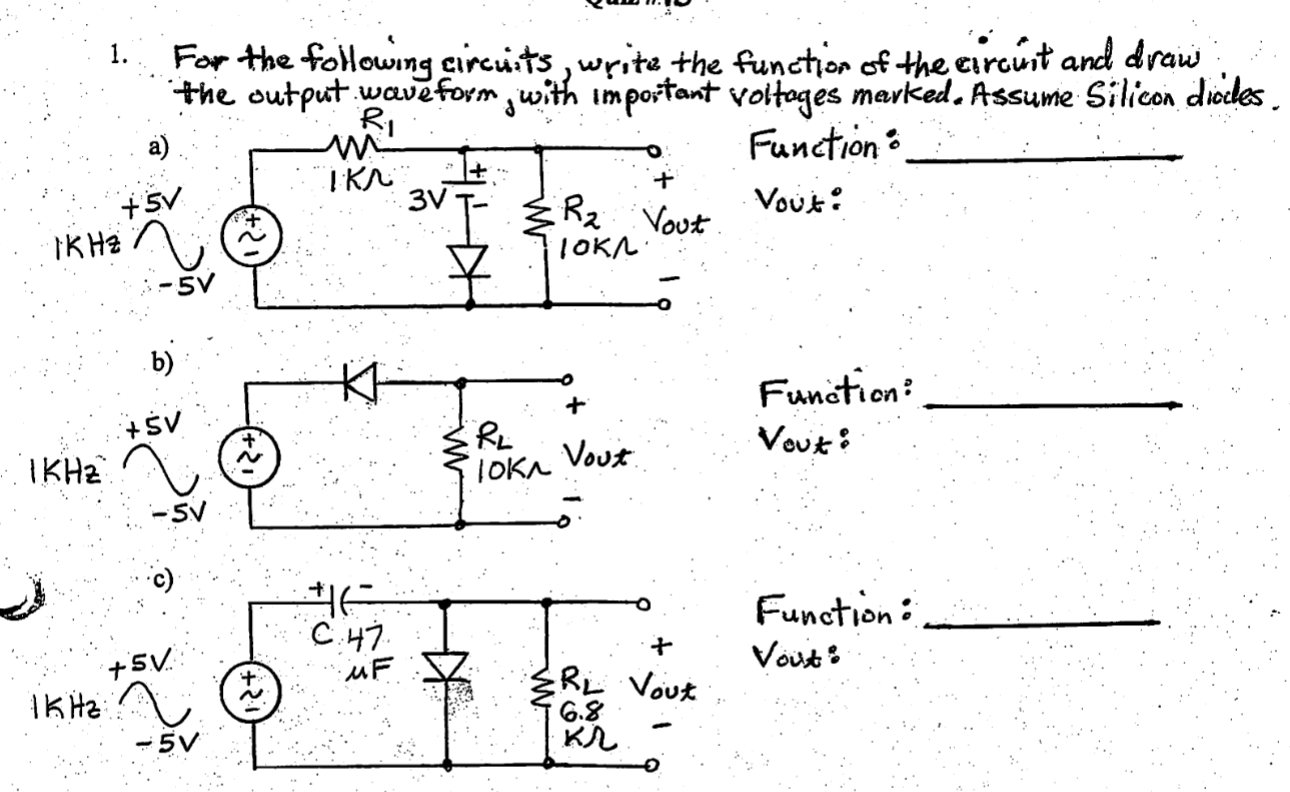 Solved For the following circuits, write the function of the | Chegg.com