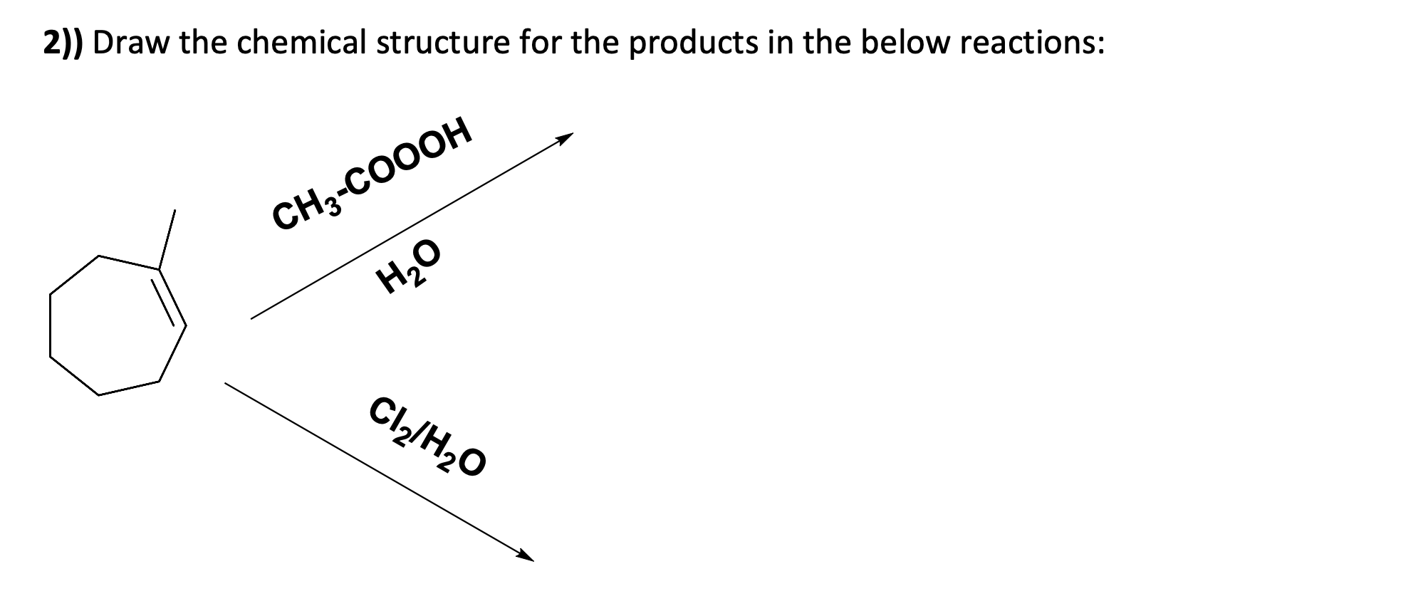 Solved 2)) Draw the chemical structure for the products in | Chegg.com