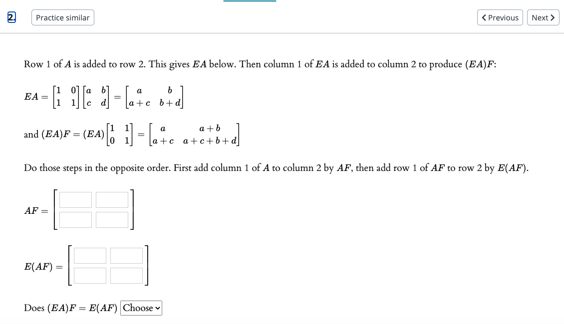 Solved Practice similar Row 1 of A is | Chegg.com