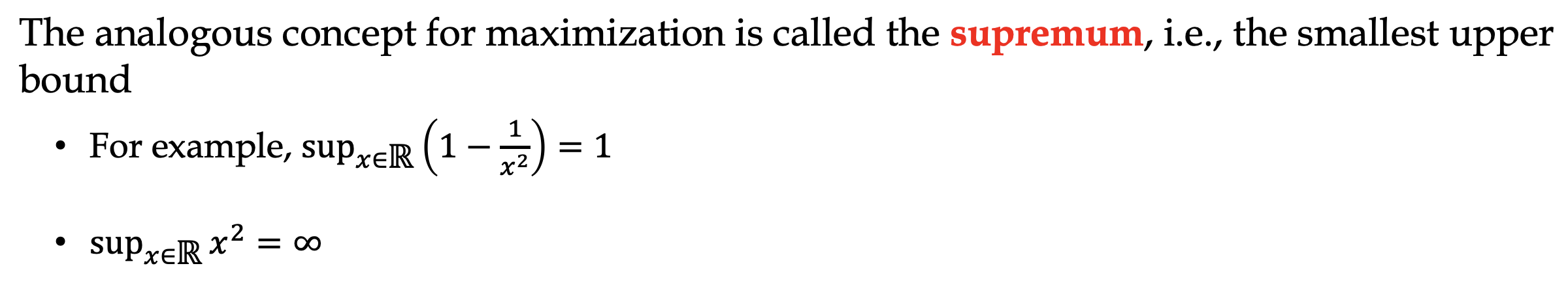 Solved What does it mean by sup x element R (1-1/x^2) =1 and | Chegg.com