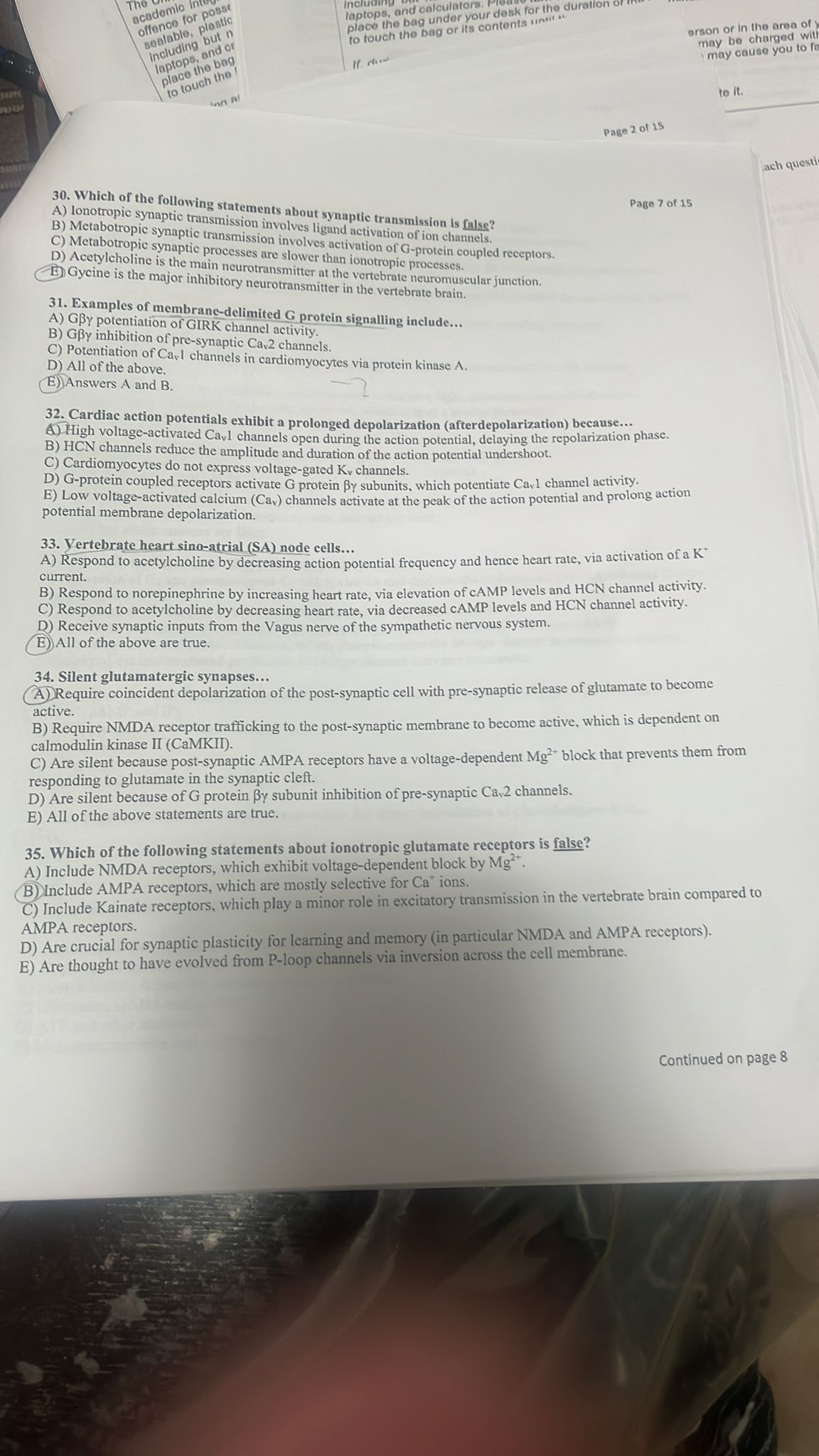 Solved laptops, and calculators. place the bag under your | Chegg.com