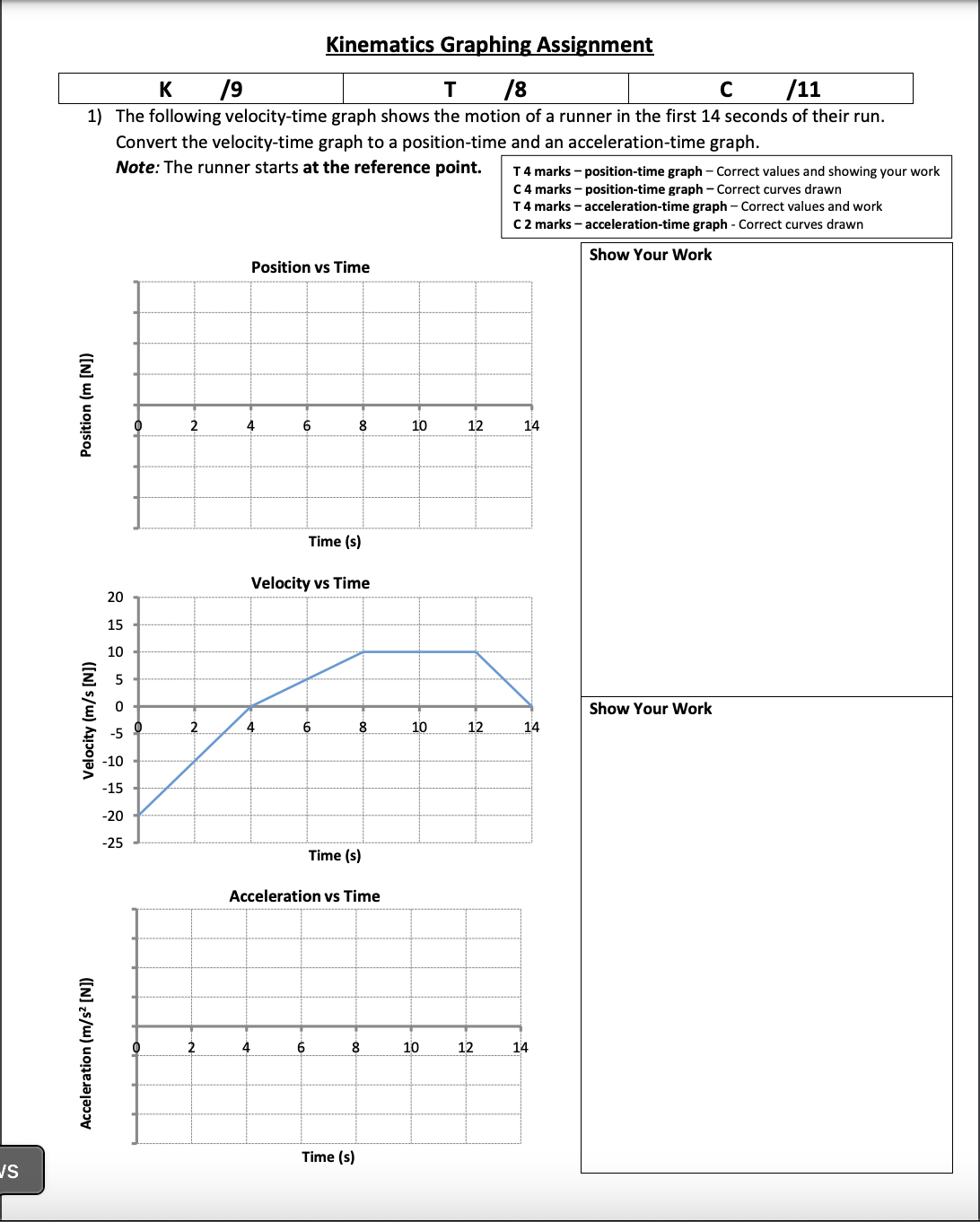 Solved Kinematics Graphing AssignmentUsing the velocity time | Chegg.com