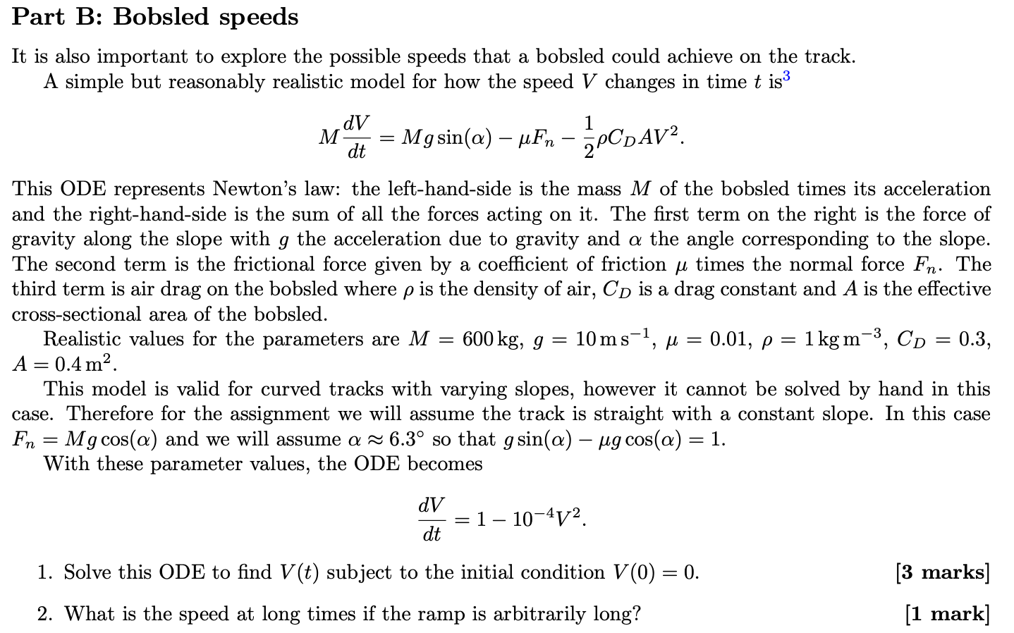 Solved Part B: Bobsled speeds It is also important to | Chegg.com