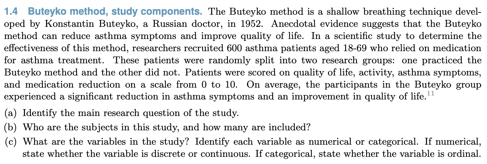 Solved 1.4 Buteyko method, study components. The Buteyko | Chegg.com
