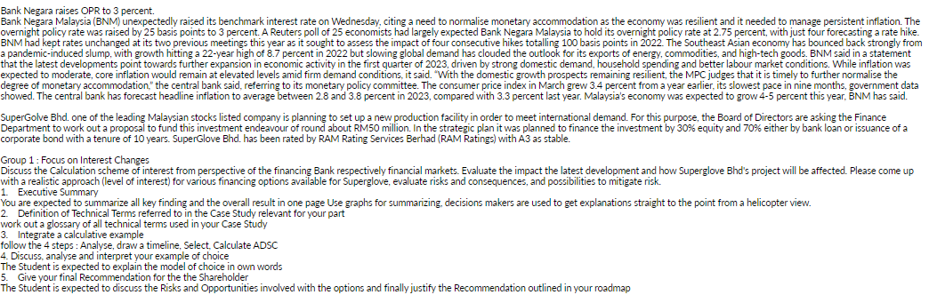 Solved Bank Negara raises OPR to 3 percent. corporate bond | Chegg.com