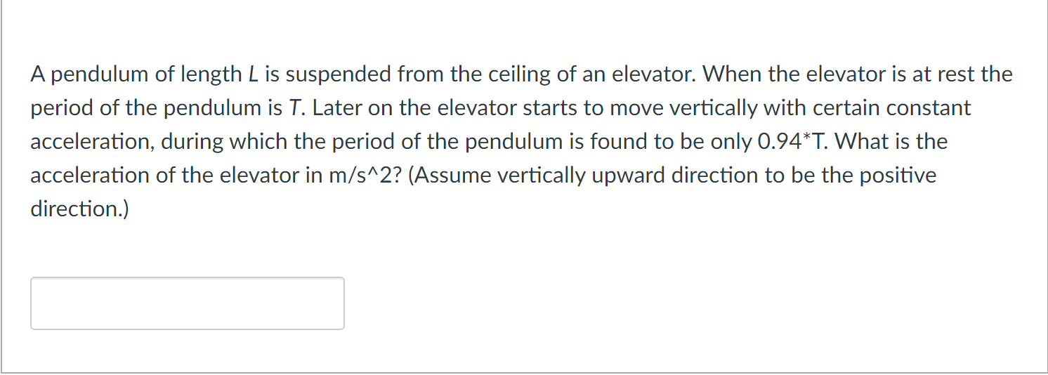 Solved A pendulum of length L is suspended from the ceiling | Chegg.com