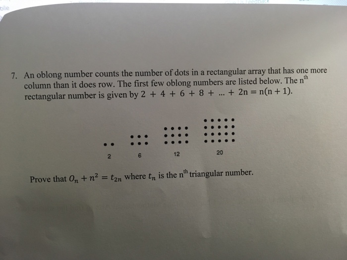 Solved An oblong number counts the number of dots in a | Chegg.com