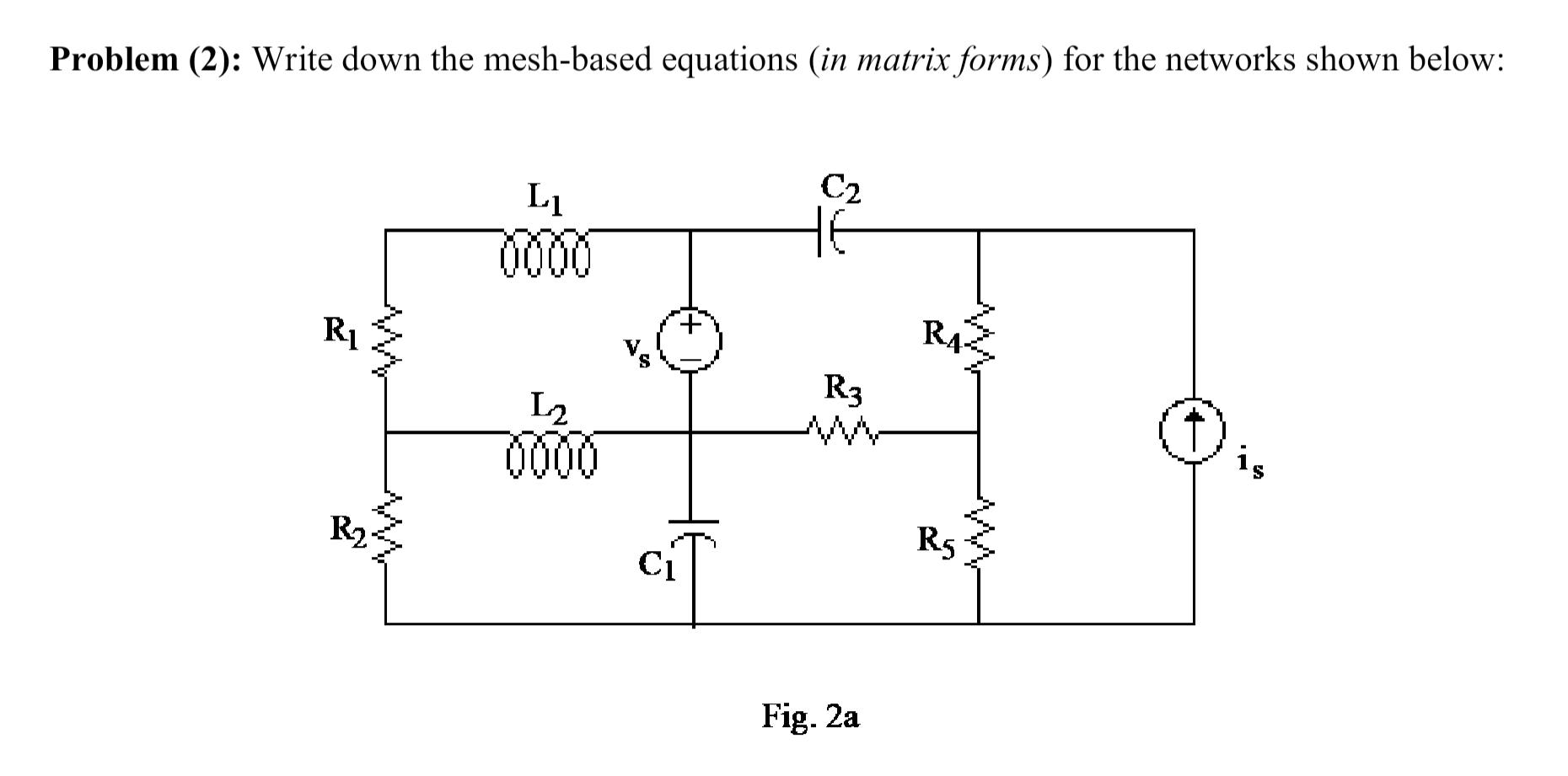 Solved Problem (2): Write down the mesh-based equations (in | Chegg.com