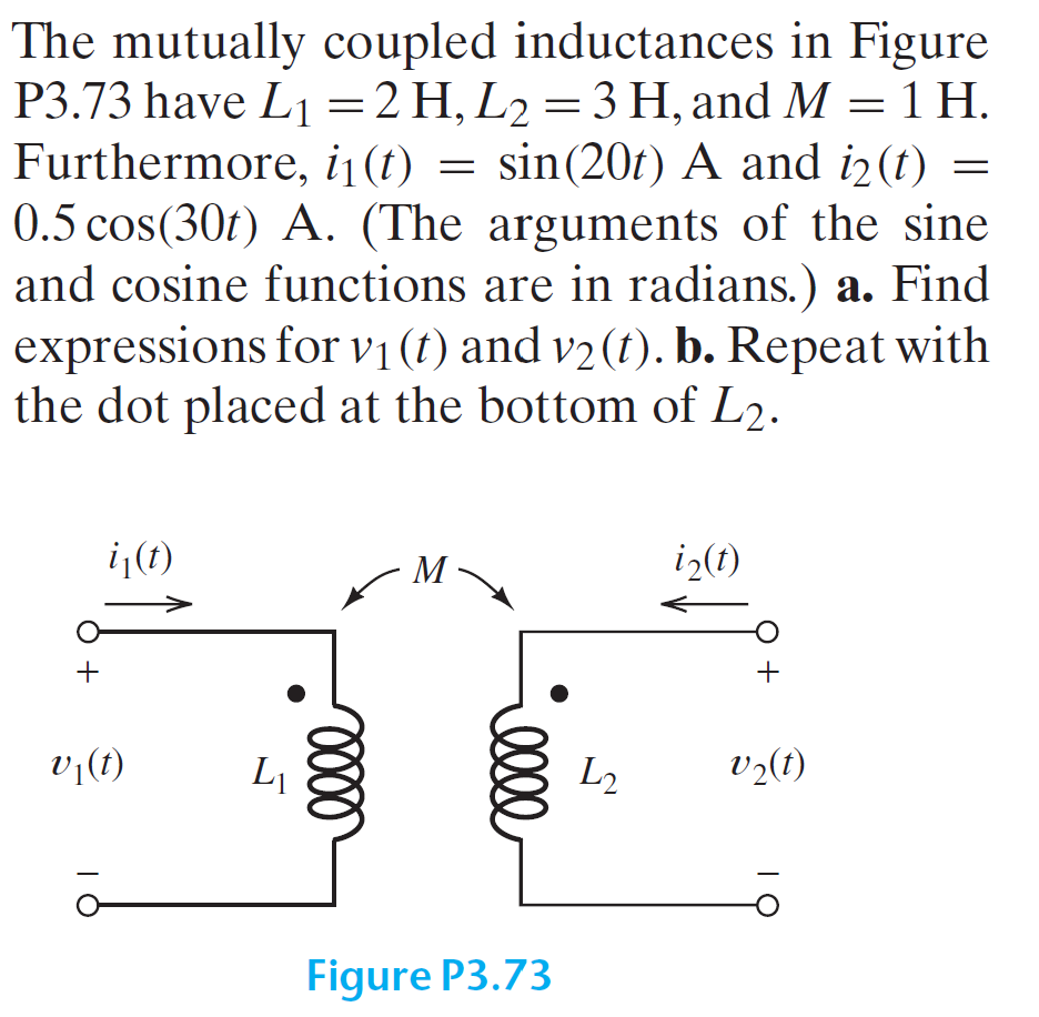 Solved The mutually coupled inductances in Figure P3.73 have | Chegg.com