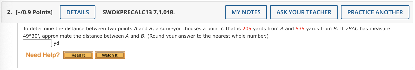 Solved 2. [-70.9 Points] DETAILS SWOKPRECALC13 7.1.018. MY | Chegg.com