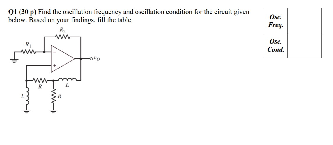 Solved Q1 (30 p) Find the oscillation frequency and | Chegg.com