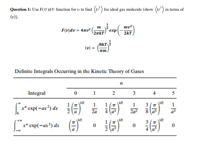 Solved Question 1: Use F(v)dv function for v to find v3 | Chegg.com