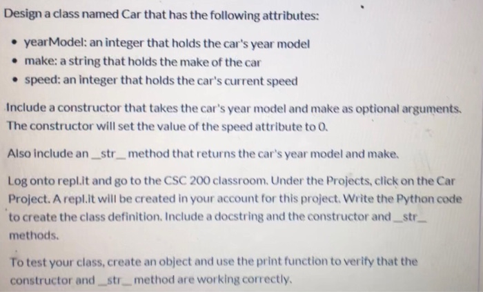 Solved Design a class named Car that has the following | Chegg.com