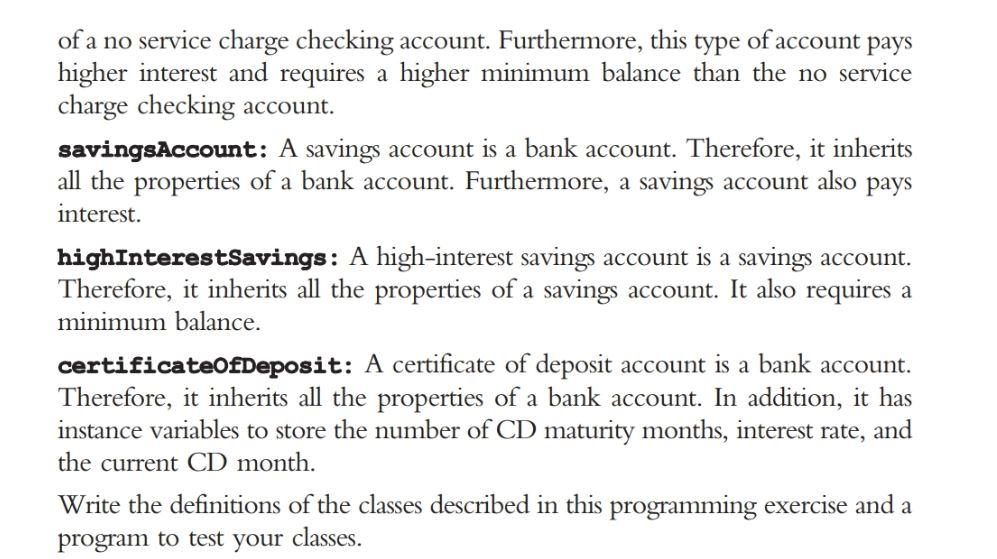 bankAccount checkingAccount certificateOfDeposit | Chegg.com