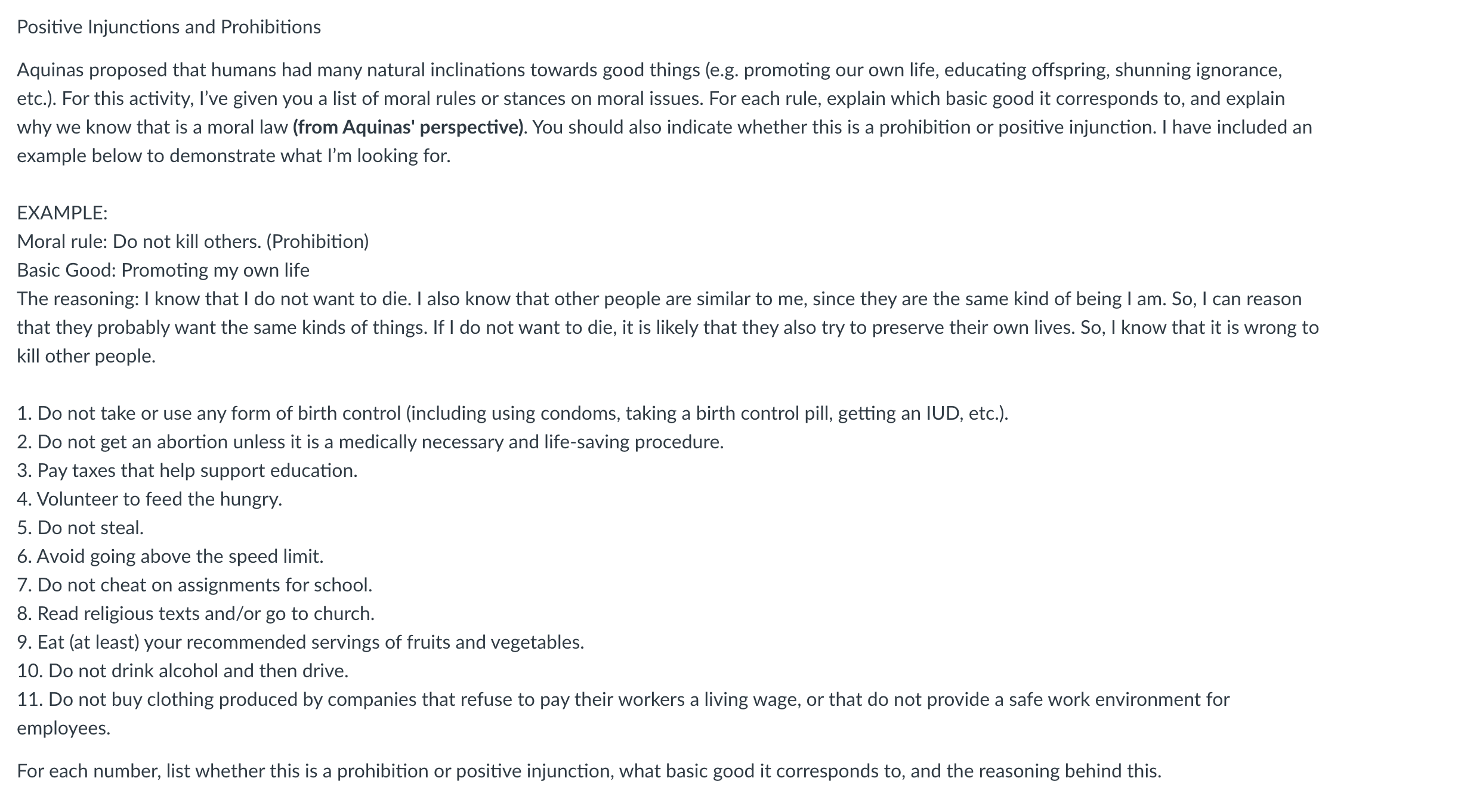 Solved Positive Injunctions and Prohibitions Aquinas | Chegg.com