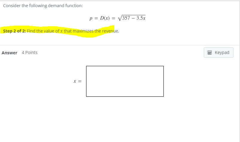Solved Question 1of 20 Step 1 of 2 02:47:13 Consider the | Chegg.com