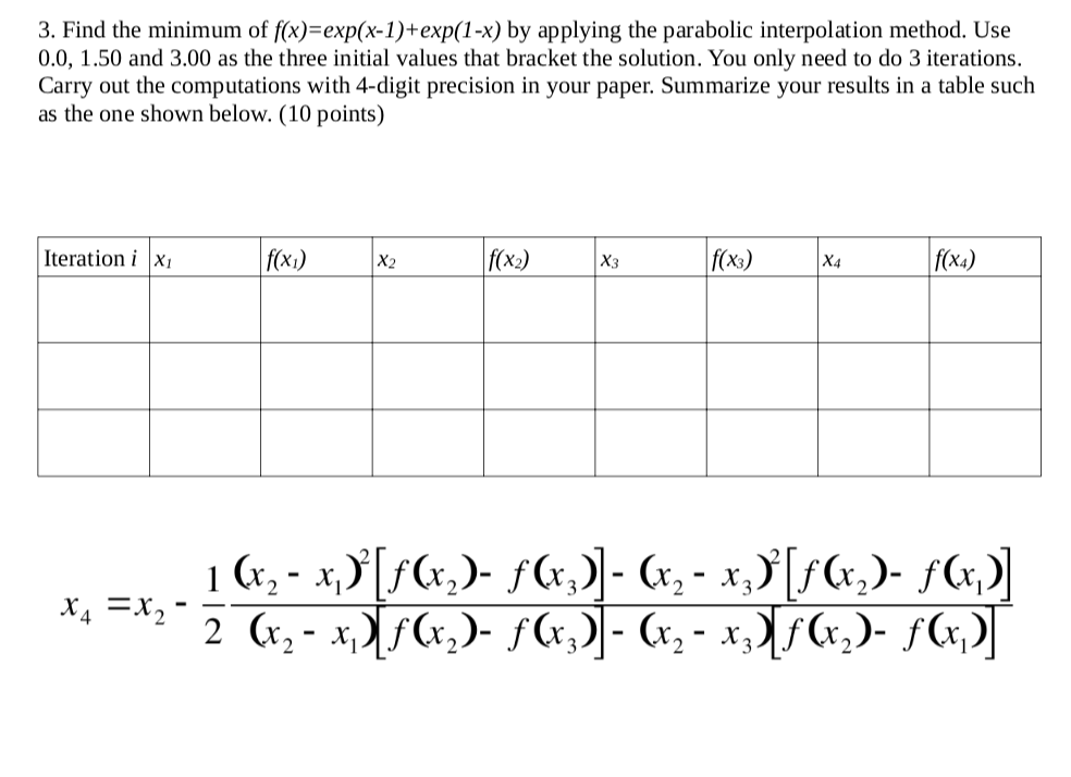 Solved 3. Find the minimum of f(x)=exp(x-1)+exp(1-x) by | Chegg.com