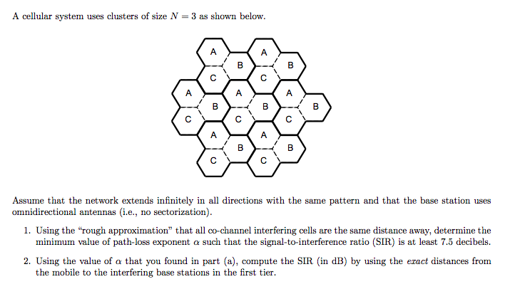 A cellular system uses clusters of size N-3 as shown | Chegg.com