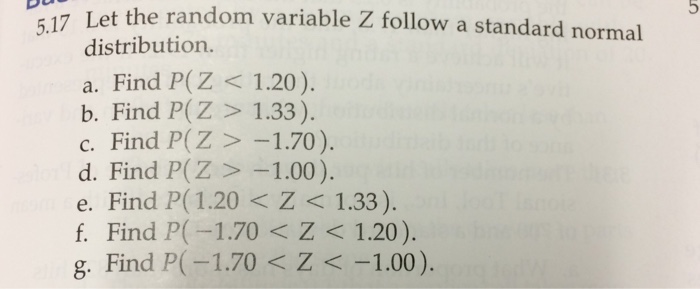 Solved Let The Random Variable Z Follow A Standard Normal 