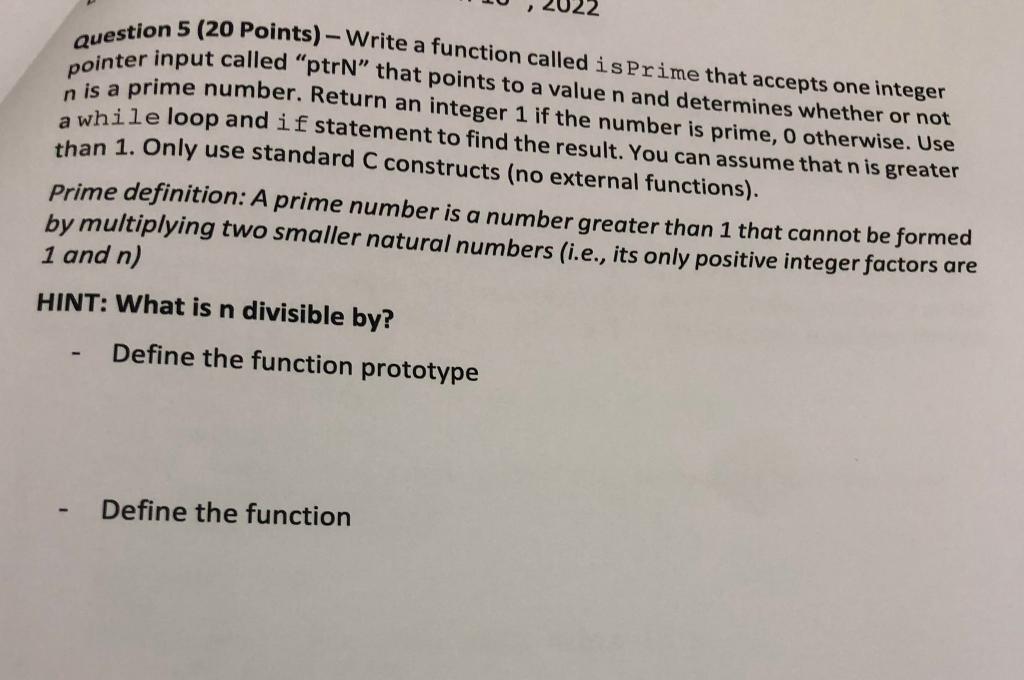 Solved Question 5 (20 Points)-Write a function called is | Chegg.com