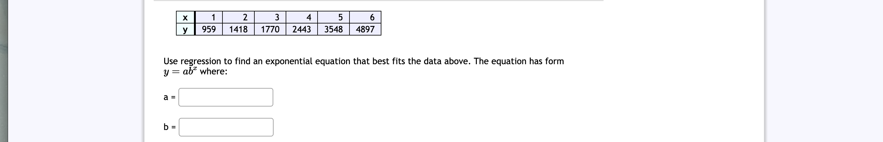 Solved Use regression to find an exponential equation that | Chegg.com