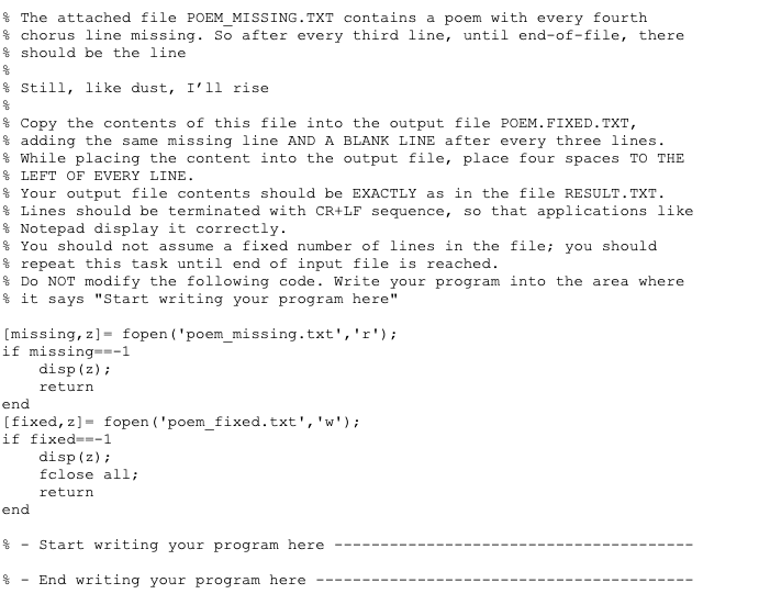 Solved The attached file POEM_MISSING.TXT contains a poem | Chegg.com