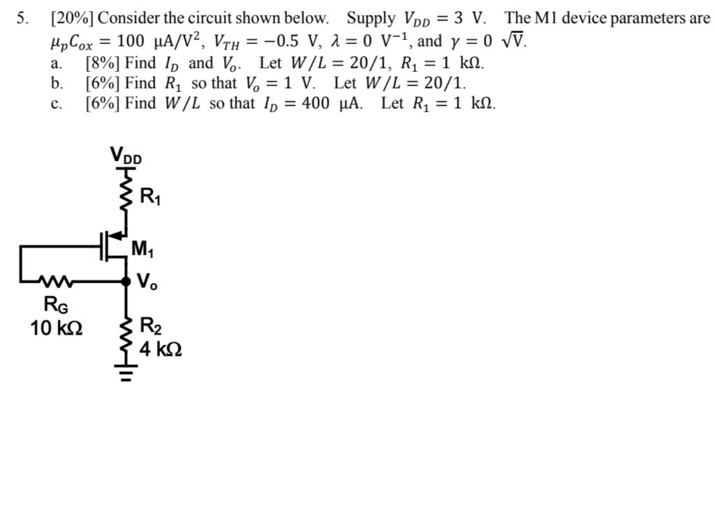 Solved 5. [20%] Consider the circuit shown below. Supply Vpp | Chegg.com