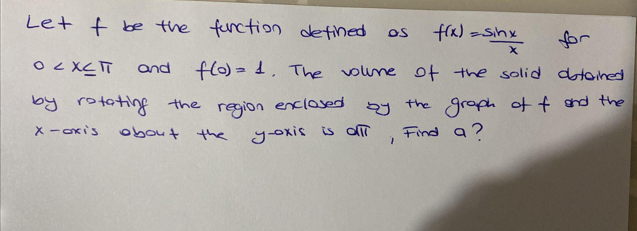 Solved OS x and Let & be the function defined f(x)=sinx for | Chegg.com
