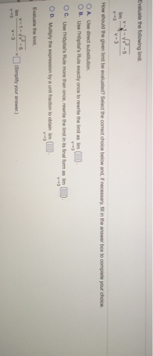 Solved Evaluate The Following Lim X Rightarrow 3 V 1