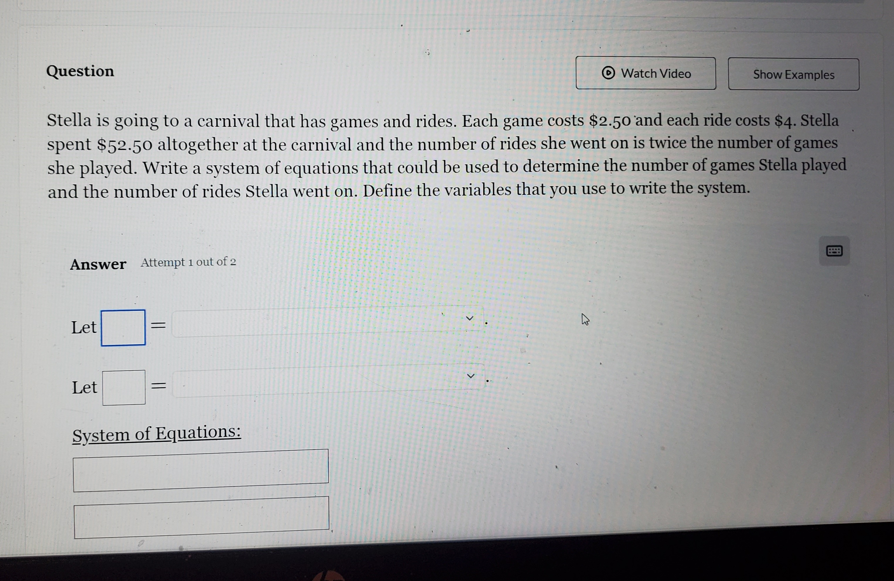 Solved QuestionStella is going to a carnival that has games | Chegg.com