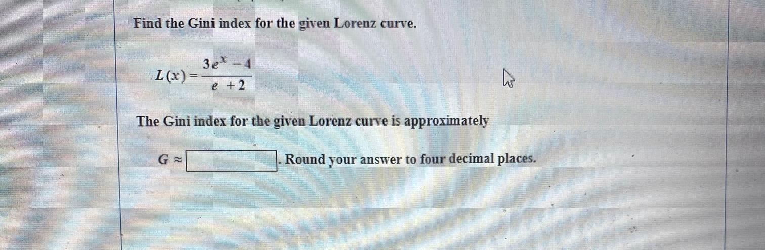 Solved Find the Gini index for the given Lorenz curve. 3e - | Chegg.com