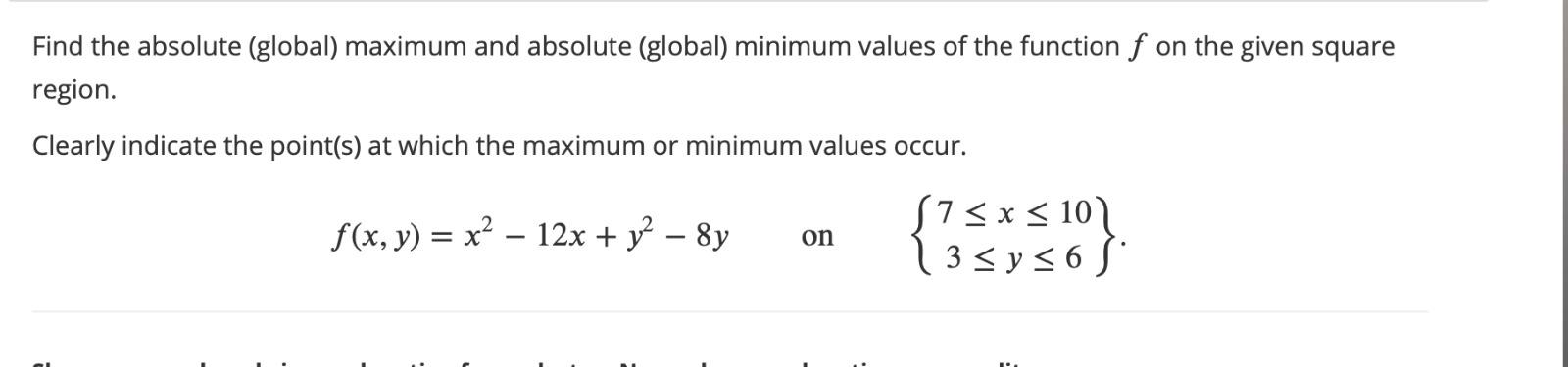 Solved Find the absolute (global) maximum and absolute | Chegg.com