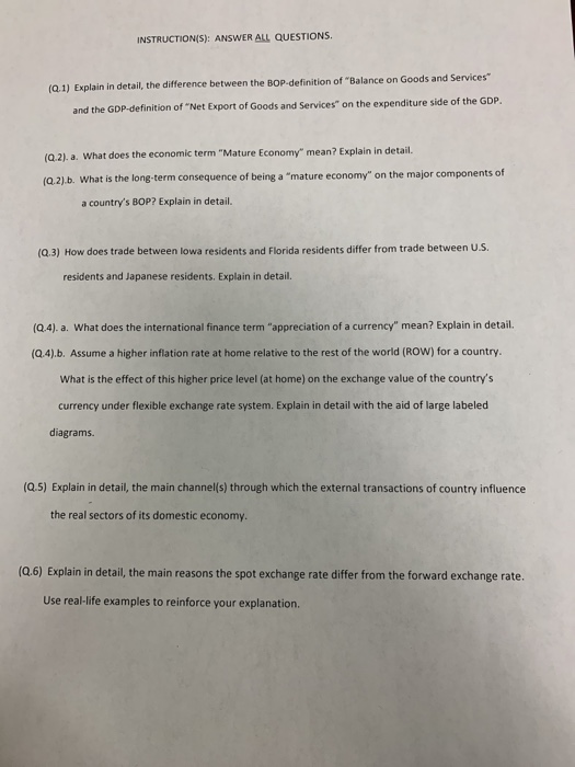 INSTRUCTION(S): ANSWER ALL QUESTIONS (Q.1) Explain in | Chegg.com