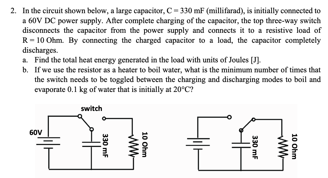 Solved In the circuit shown below, a large capacitor, | Chegg.com