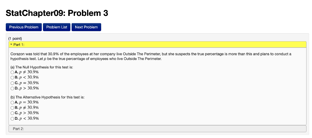 Solved StatChapter09: Problem 3 Previous Problem Problem | Chegg.com
