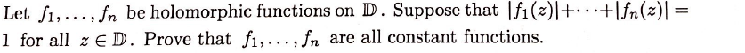 Solved Let fi, ..., fn be holomorphic functions on D. | Chegg.com