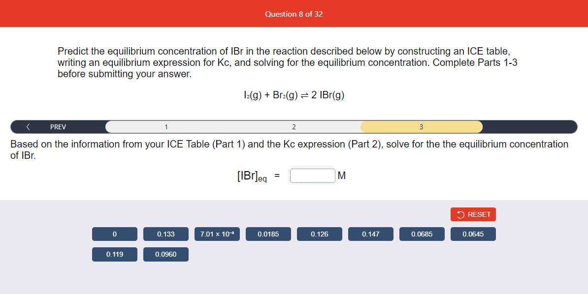 Solved Predict the equilibrium concentration of IBr in the | Chegg.com