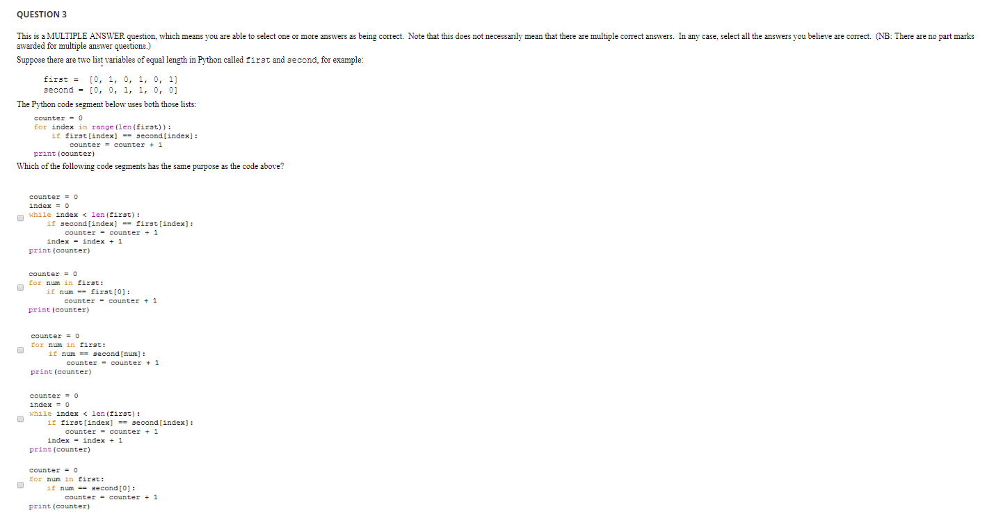 Solved QUESTION 3 This is a MULTIPLE ANSWER question, which | Chegg.com