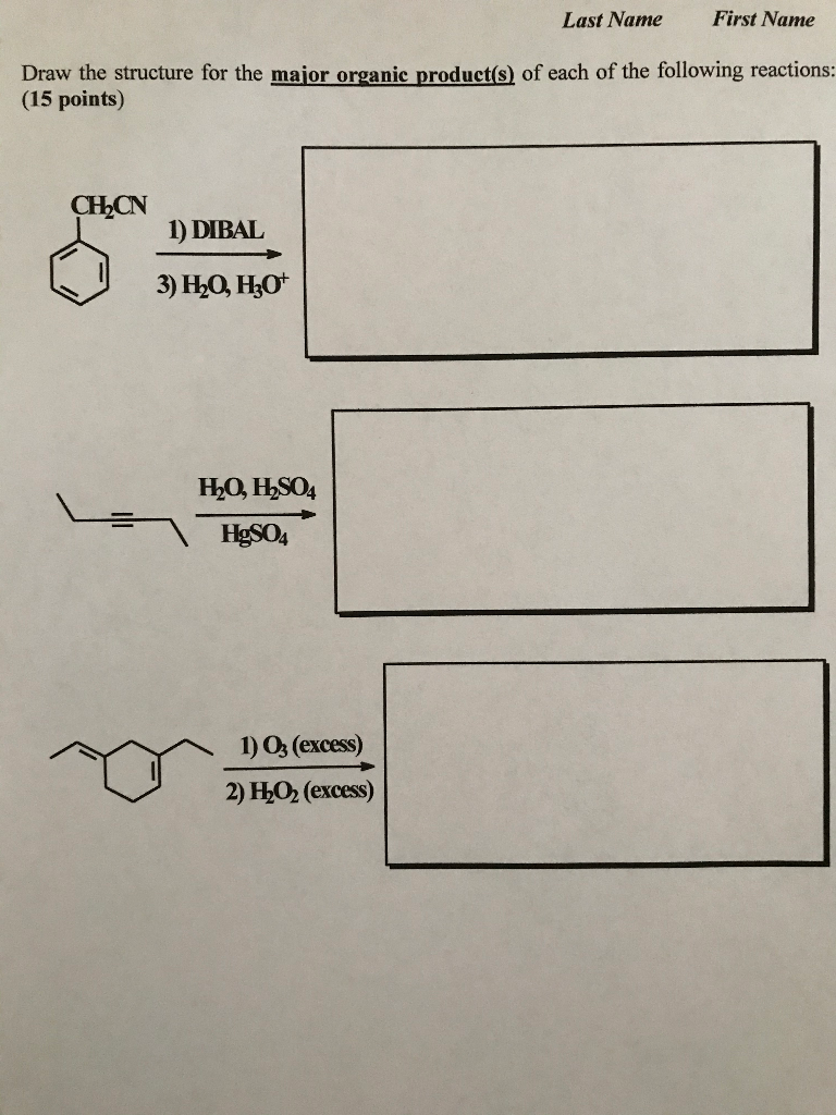 Solved Last Name First Name Draw the structure for the major | Chegg.com