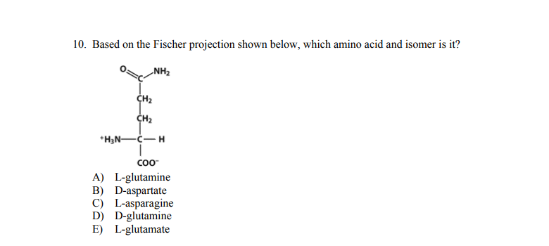 Solved Based on the Fischer projection above, which amino | Chegg.com
