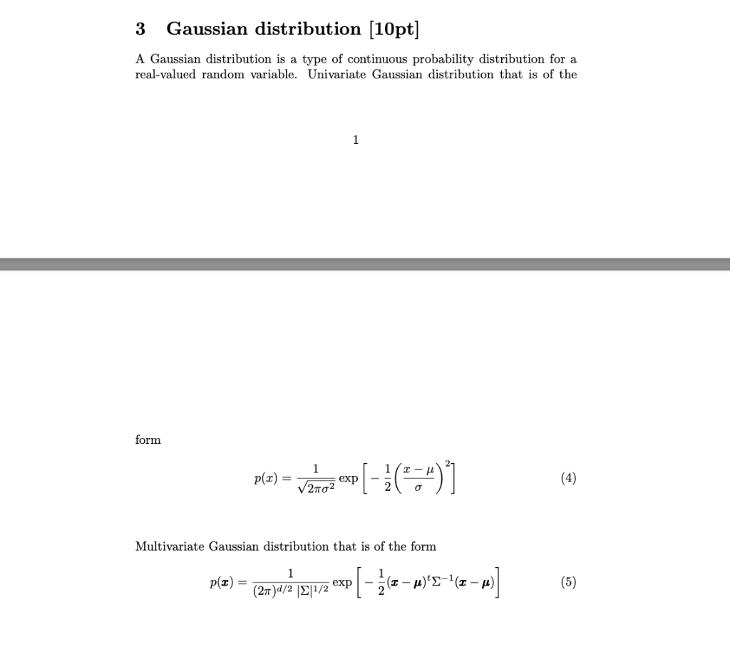 Solved 3 Gaussian distribution [10pt] A Gaussian | Chegg.com