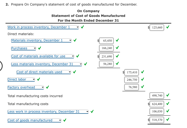 Solved Manufacturing Income Statement, Statement of Cost of | Chegg.com