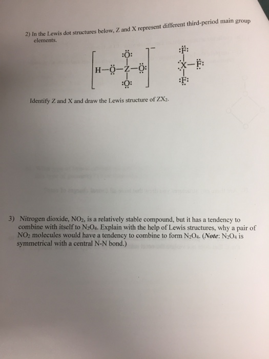 Solved 2) In the Lewis dot structures below, Z and X | Chegg.com