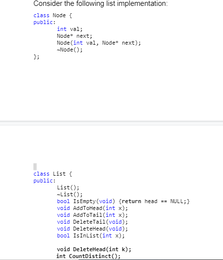 Consider the following list implementation: class | Chegg.com
